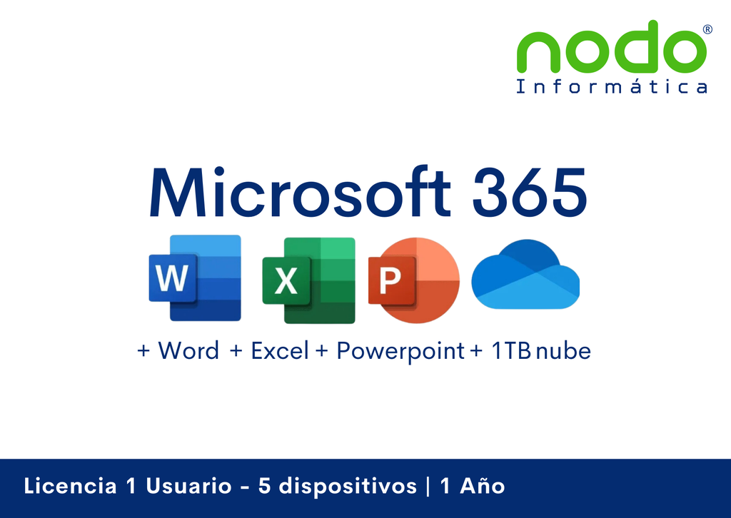 Microsoft 365 Individual - 1 Usuario, 5 Dispositivos, 1 Año | Nodo Informática - PCs de Alta ...